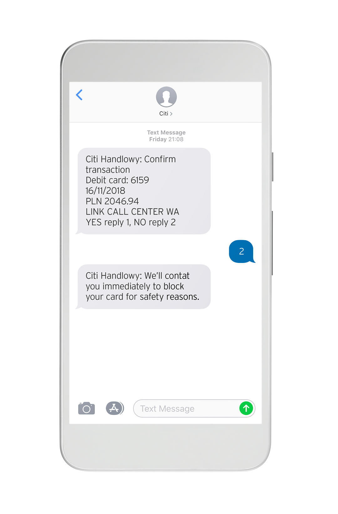Citi Handlowy - 2-way SMS notification
