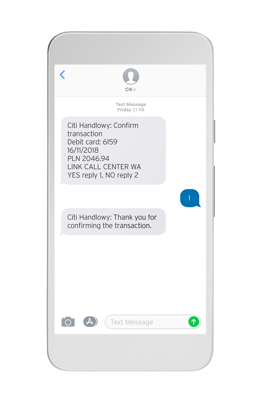 Citi Handlowy - 2-way SMS notification